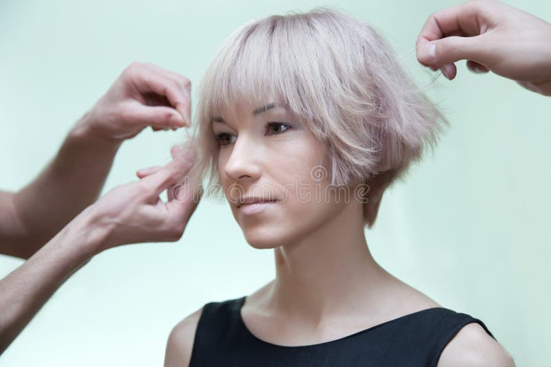 Man S Stylist S Hands Making Hairstyle Stock Image - Image of hands ...