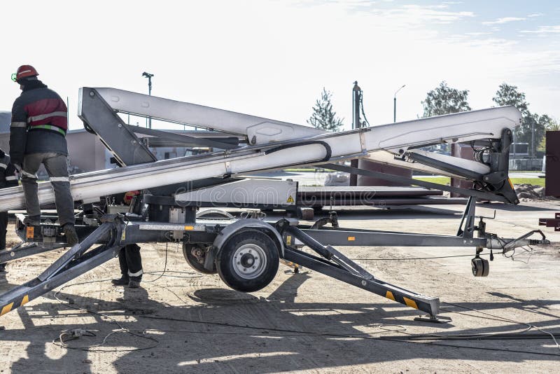 Man`s Work is at a Height. Self-propelled Construction Mechanism for ...