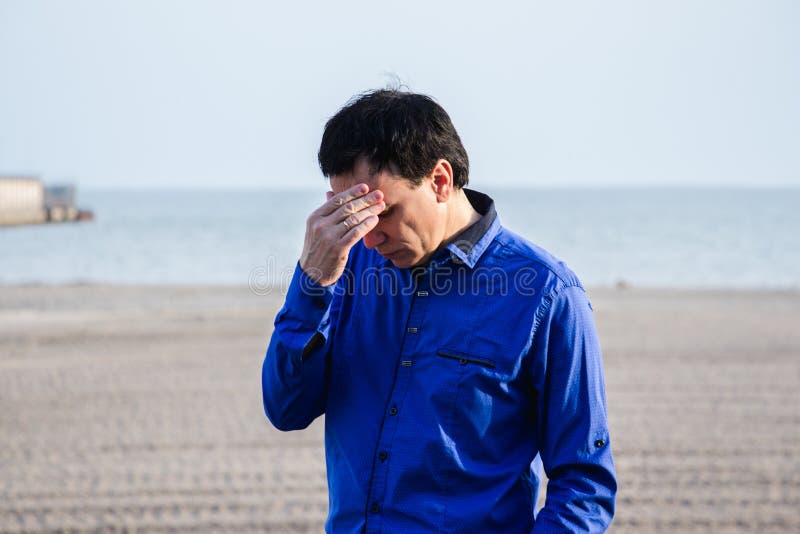 The man is sad stock photo. Image of sadness, care, portrait - 92397120