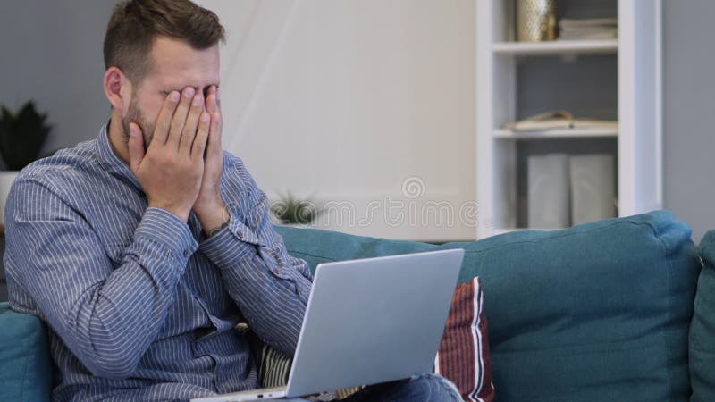 Man Sad for Failure, Working on Laptop Stock Photo - Image of gesturing ...