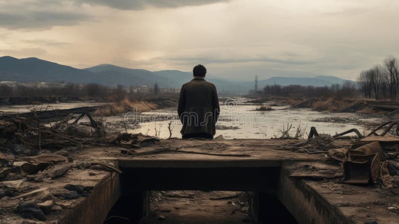 Man with Sadness Looking into the Distance Stock Photo - Image of ...