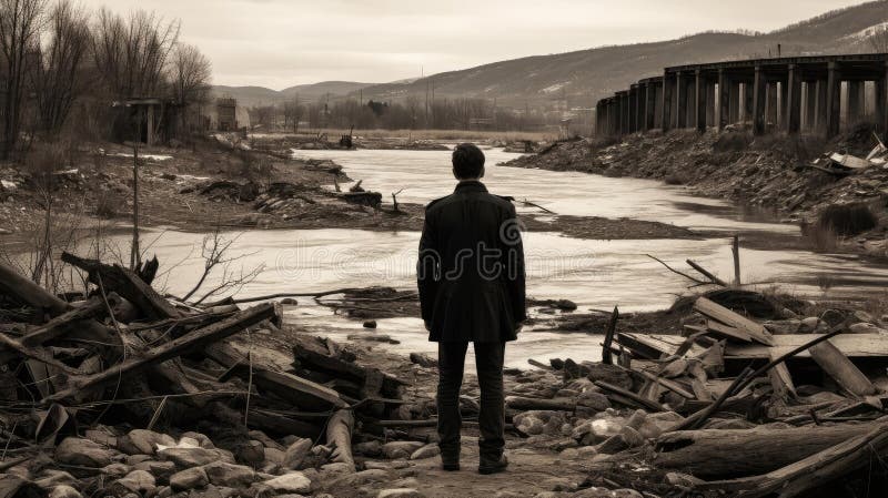Man with Sadness Looking into the Distance Stock Photo - Image of ...