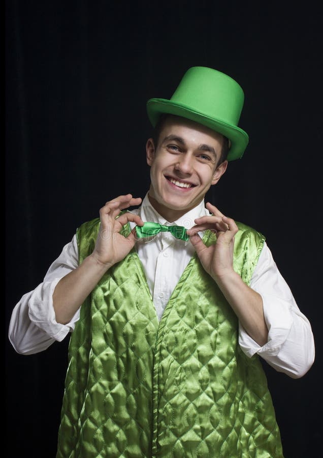A Man (Saint Patrick) Smile in a Green Stock Photo - Image of clover ...