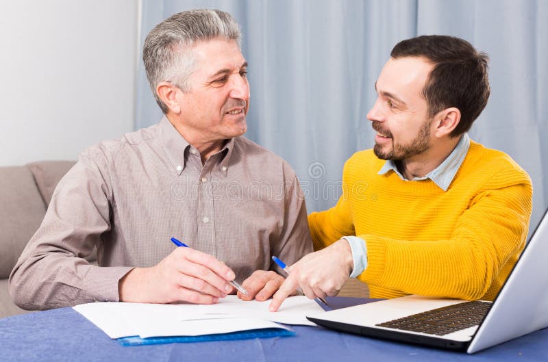 Man and Sales Manager Discuss Contract Stock Image - Image of attention ...