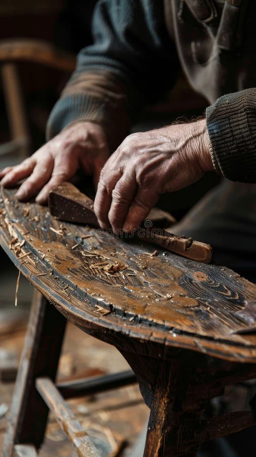 A Man is Sanding a Wooden Chair Generated by AI Stock Illustration ... A Man is Sanding a Wooden Chair Generated by AI Stock Illustration ...