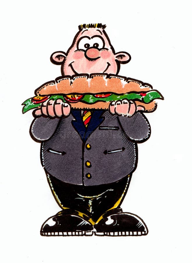 Man with Sandwich stock illustration. Illustration of food - 516873