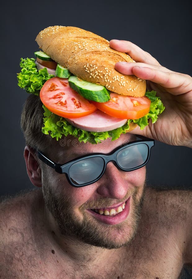 Hamburger Head Man stock image. Image of funny, unhealthy - 16763919