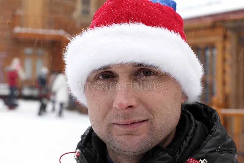 Man in Santa hat stock photo. Image of seasonal, holiday - 35996708