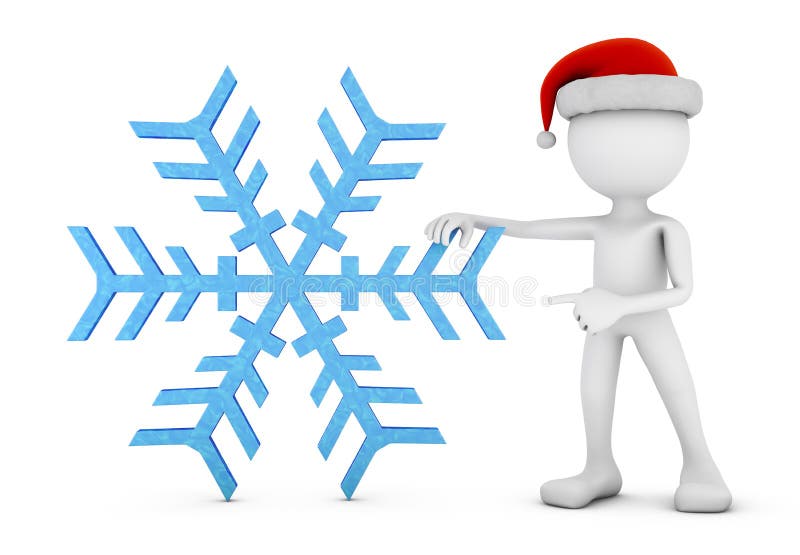 Man in a Santa Hat and Snowflake Stock Illustration - Illustration of ...