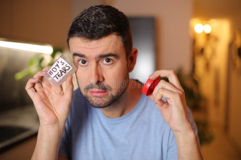 Man Saving His Tears in a Bottle Stock Photo - Image of expression ...