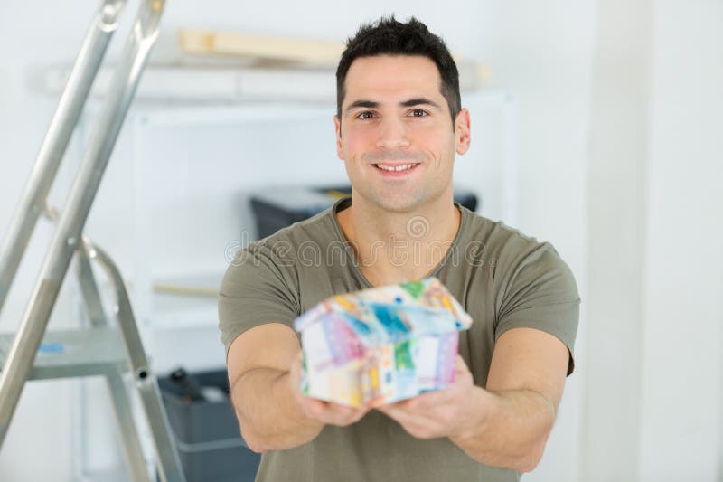Man Saving Lots Money by Renovating House Himself Stock Photo - Image ...
