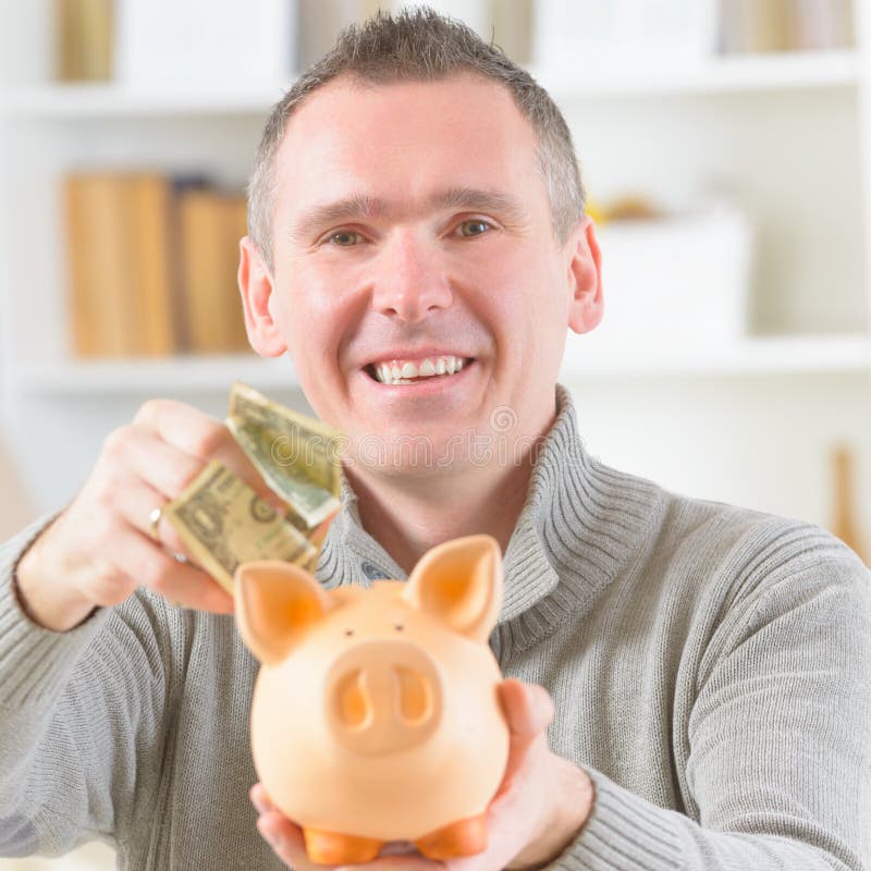 Man saving money stock image. Image of financial, bank - 52095025