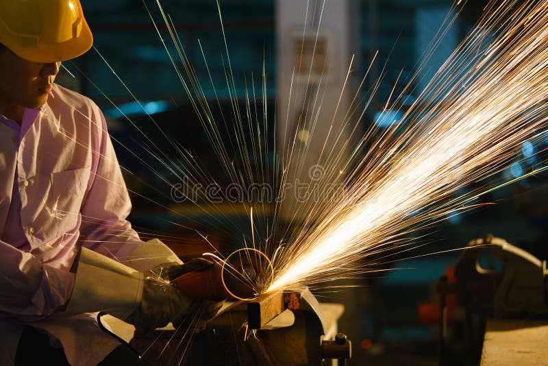 Man Sawing Metal by Grinder Stock Image - Image of power, slider: 104153575