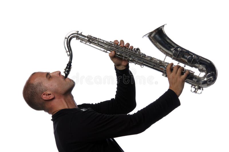 Side View of Man Playing Saxophone Stock Photo - Image of casual ...