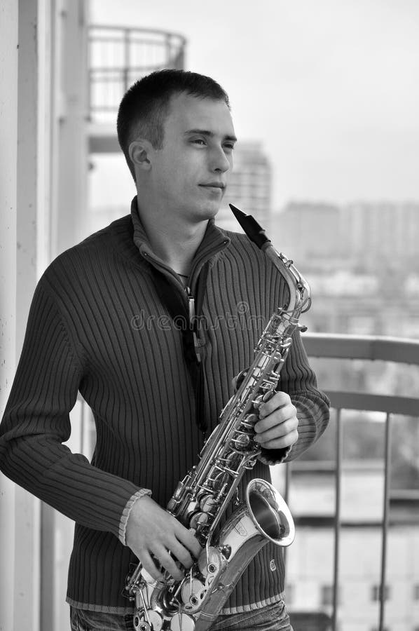 Man with saxophone stock photo. Image of calm, music - 30951858