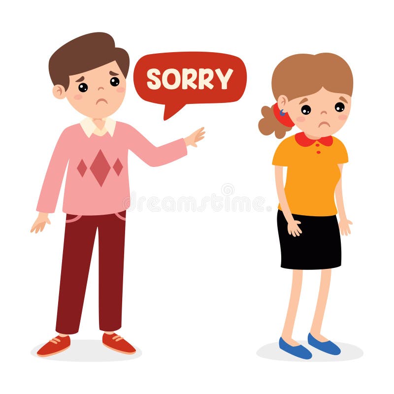 Man Saying Sorry To Woman stock illustration. Illustration of father ...