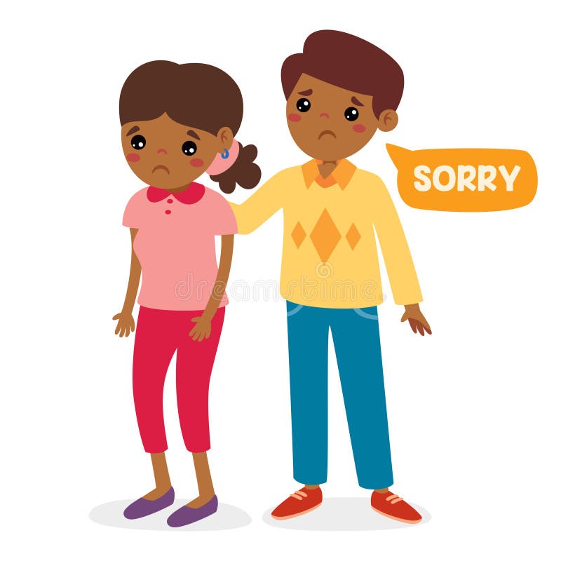 Man Saying Sorry To Woman stock illustration. Illustration of forgive ...