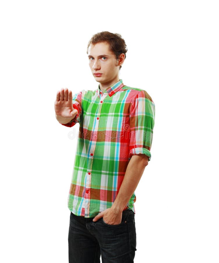 Man saying stop stock photo. Image of defense, shirt - 29257824