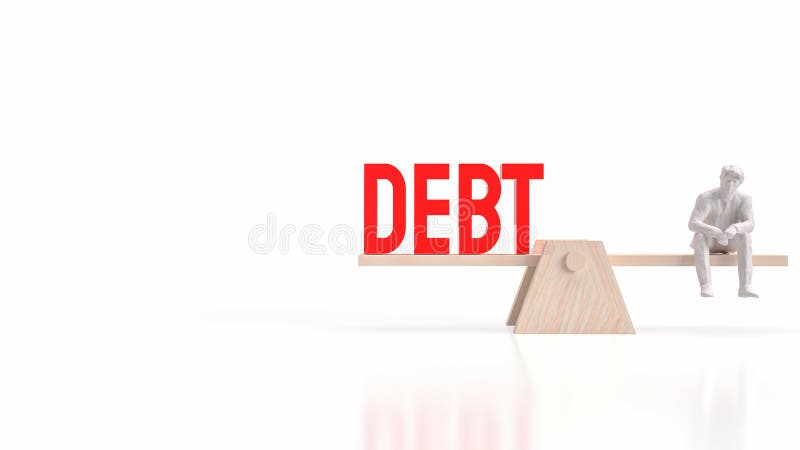 Man and Scale Debt for Business Concept 3d Rendering Stock Illustration ...