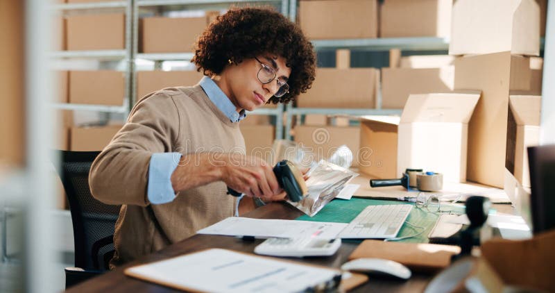 E Commerce, Box and Scan Package for Inventory Stock Take, Distribution ...