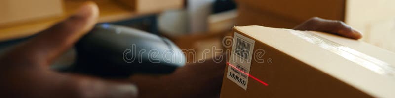 Man Scanning Barcode on Order Stock Image - Image of worker, business ...