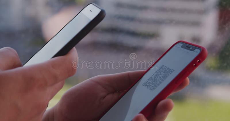 Scanning the QR Code on the Display Using a Smartphone. Internet URL ...