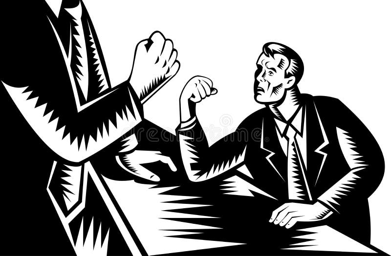 Man Scared Arm Wrestles Giant Stock Vector - Illustration of strength ...