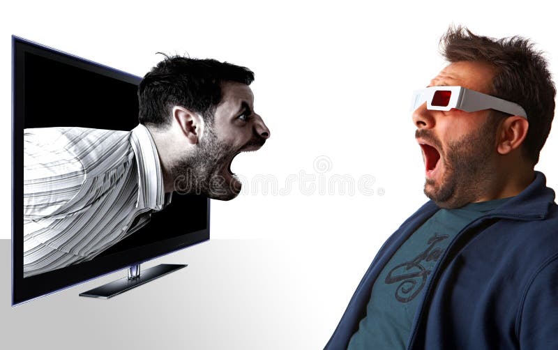 Man scared by 3d effect stock image. Image of funny, movie - 35191615