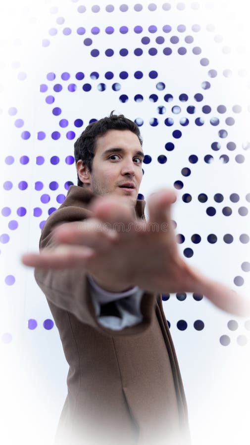 Man with Scared Expression Pushing His Hand Away Stock Photo - Image of ...