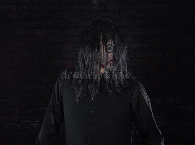 Man in Scary Mask with Bulging Eyes Stock Image - Image of portrait ...