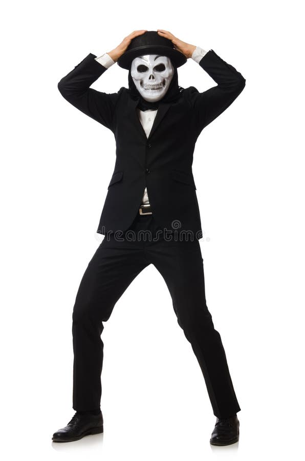 The Man with Scary Mask Isolated on White Stock Image - Image of ghost ...