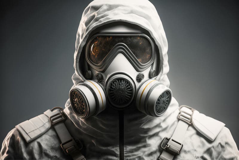 Man in Sci-fi Biohazard Protective White Suit. Close-up. Generative AI ...