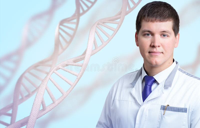 Man Science Tologist among DNA Chains. Stock Image - Image of graphic ...