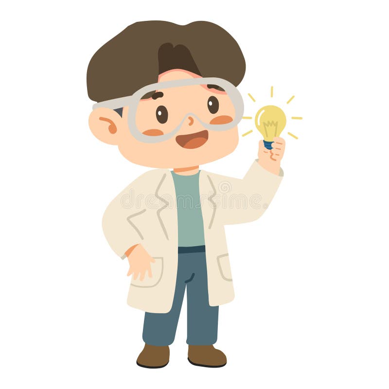 Man Scientist with a Light Bulb Stock Vector - Illustration of comic ...