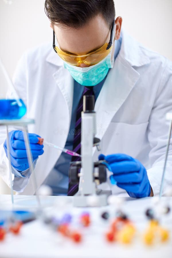 Man Scientist Working in Laboratory Stock Image - Image of medicine ...