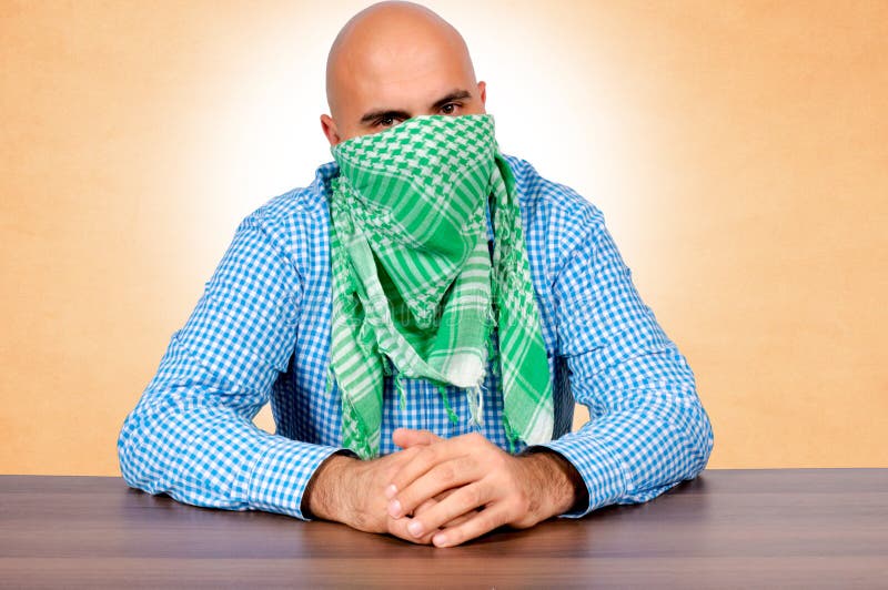 Man with scraf stock photo. Image of jumping, mask, baldness - 27398800