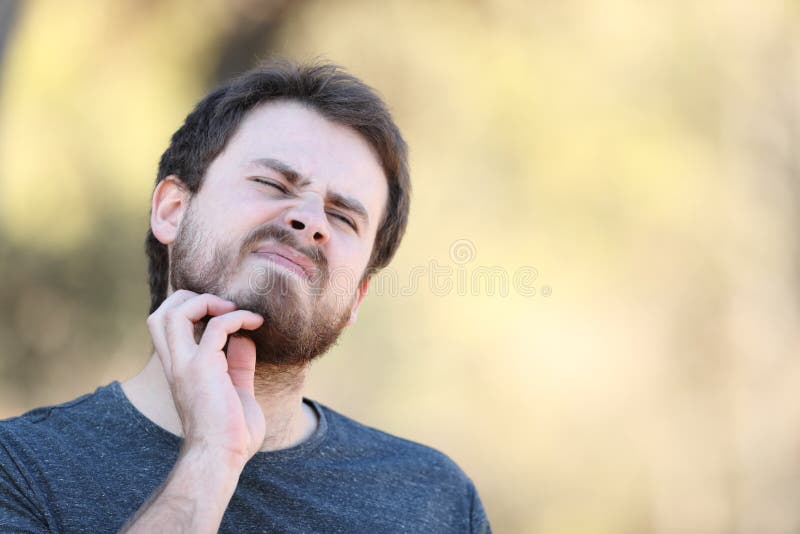Man Scratching Itchy Beard Outdoors Stock Photo - Image of healthcare ...