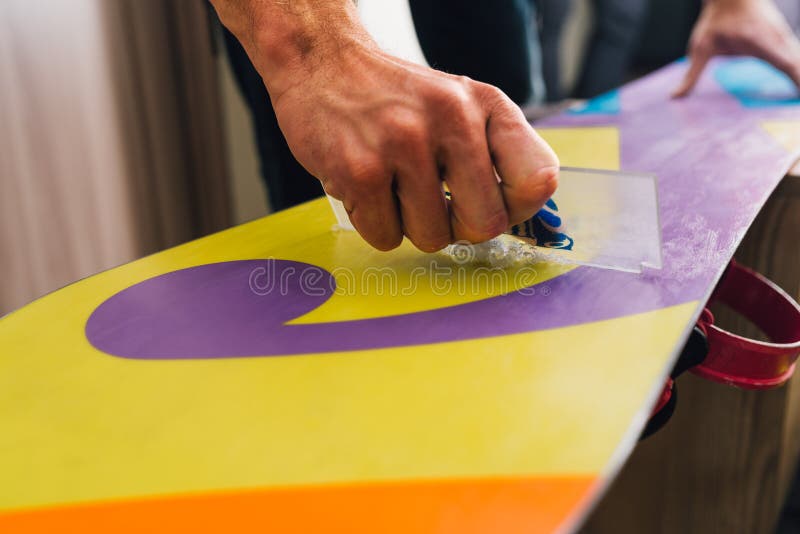 Man is Scratching and Scrabing a Snowboard Stock Photo - Image of ...