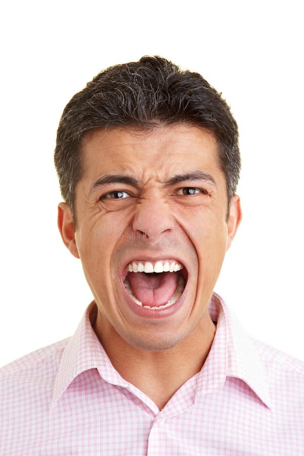 Angry man yelling at phone stock image. Image of head - 25518371