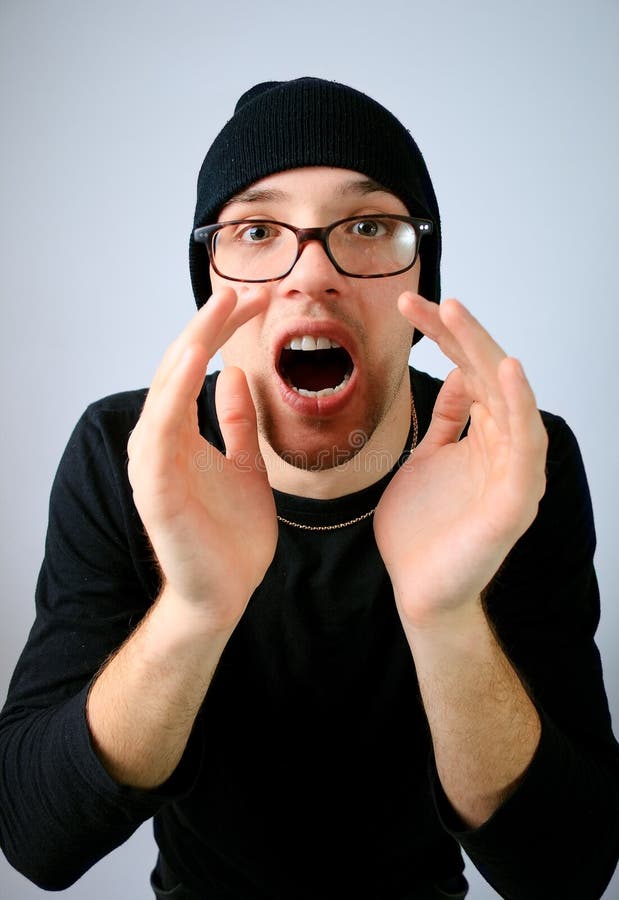 Man screaming stock image. Image of studio, hands, screaming - 13136241