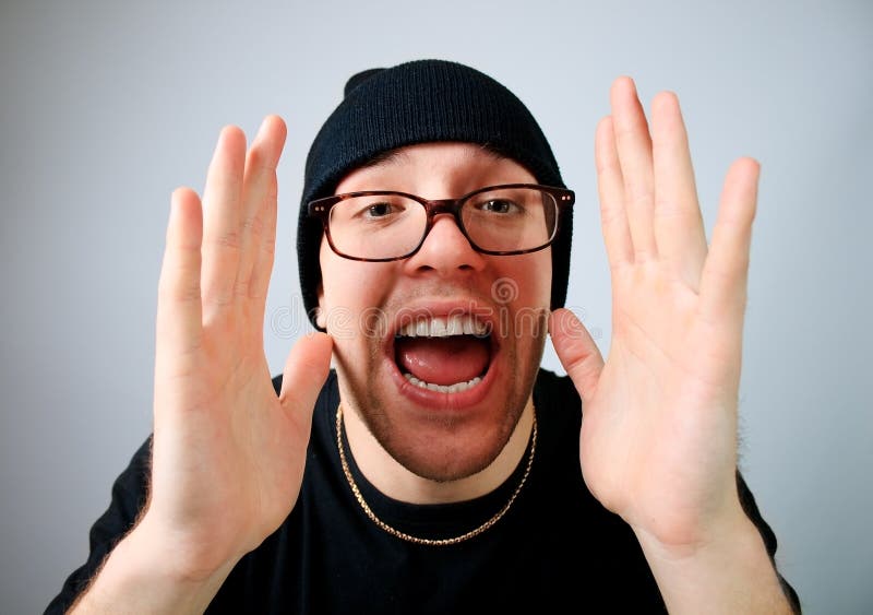 Profile of man screaming. stock image. Image of portrait - 2846255