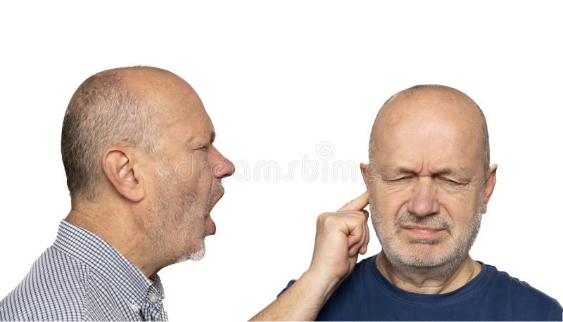 A man screaming in the ear stock image. Image of problem - 318686159