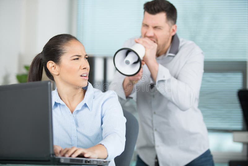 Man Screaming at Female Worker Stock Photo - Image of overdue ...