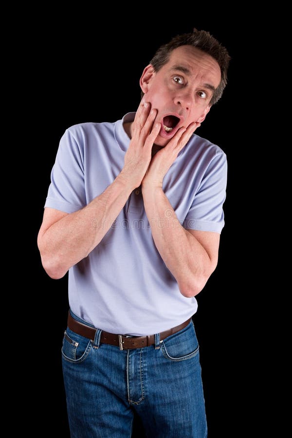 Man Screaming in Horror Hands To Face Stock Photo - Image of open ...