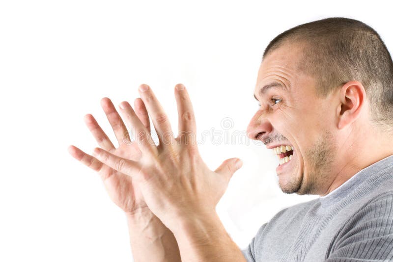 Man Screaming Isolated on White Background Stock Image - Image of open ...