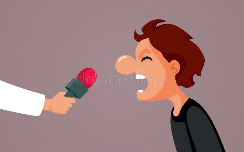 Man Screaming in a Microphone Interview Vector Cartoon Stock Vector ...