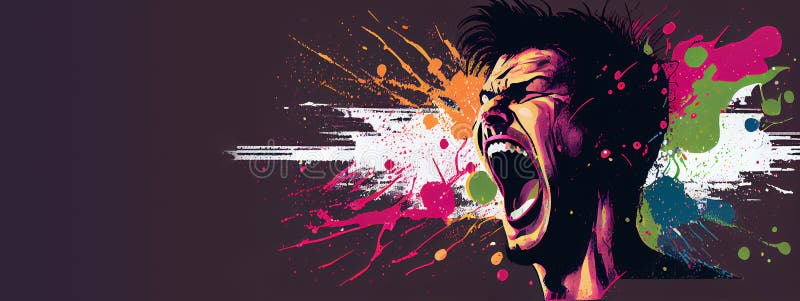 Man Screaming Splatter Art, Generative AI Stock Illustration ...