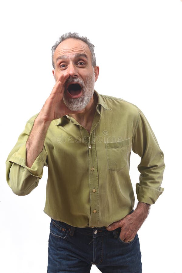 Man Screaming on White Background Stock Image - Image of angry ...