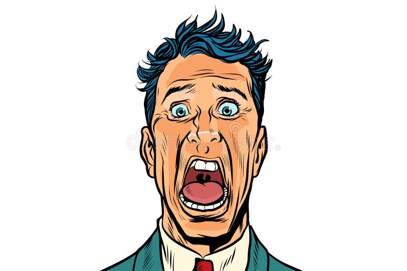 Pop Art Man Screams in Horror, Panic Face Stock Vector - Illustration ... Pop Art Man Screams in Horror, Panic Face Stock Vector - Illustration ...
