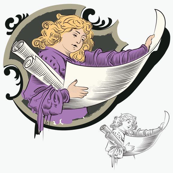 Man with scrolls stock vector. Illustration of monk, saint - 24984815